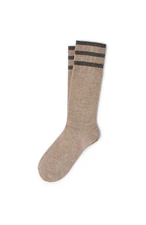 Brunello Cucinelli Sparkling Knit Calf Length Socks - Beige
