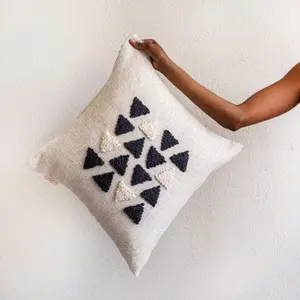 KANJU INTERIORS Afriscandi Harvest Wool + Cotton Throw Pillowcover Only - Natural