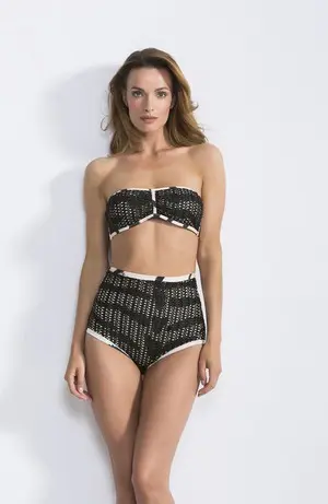 NESSI BYRD Serengeti Print Bandeau Bikini Set - Black