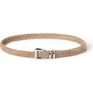 Brunello Cucinelli Braided Calfskin Leather Belt Hazelnut