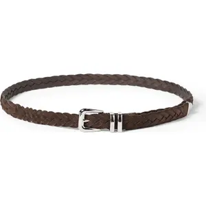 Brunello Cucinelli Braided Reversed Calfskin Belt - Rust Brown
