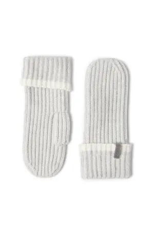 Brunello Cucinelli Knit Mittens With Monili - Light Grey