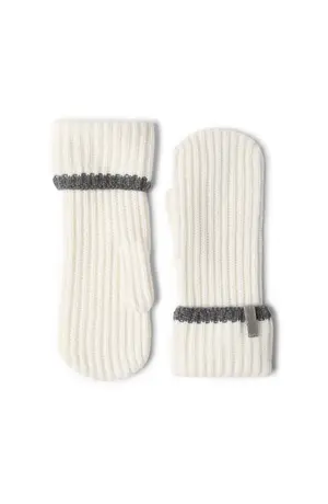 Brunello Cucinelli Knit Mittens With Monili - Panama