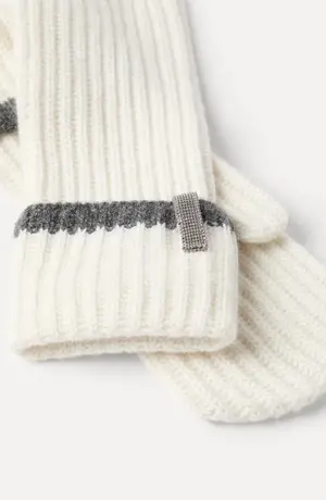 Brunello Cucinelli Knit Mittens With Monili - Panama