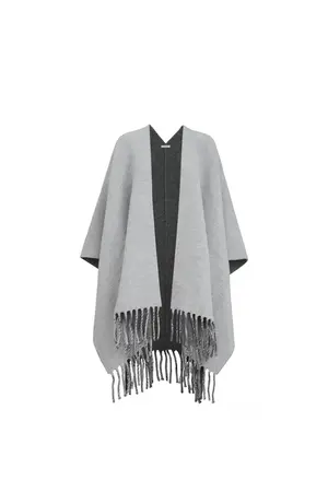 Brunello Cucinelli Wool And Cashmere Double Knit Poncho - Medium Grey