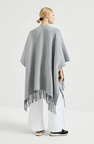 Brunello Cucinelli Wool And Cashmere Double Knit Poncho - Medium Grey