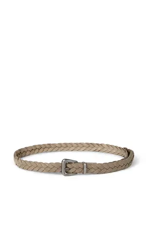 Brunello Cucinelli Braided Calfskin Belt - Beige