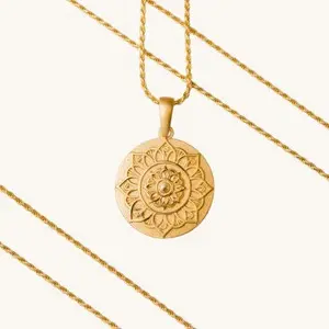 MANTRA I Am Grateful Mandala Pendant Necklace - Original - Gold