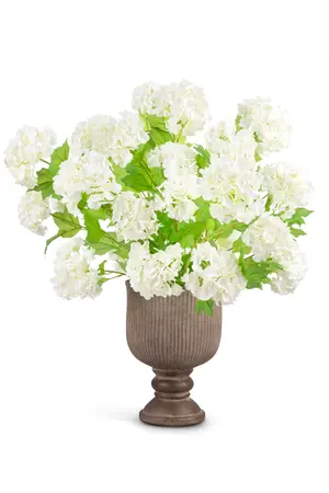 COCOBELLA Maelle Realtouch Ball Hydrangea Pedestal Arrangement - Snow