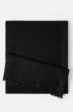 Brunello Cucinelli Cashmere And Silk Diamond Yarn Scarf - Black