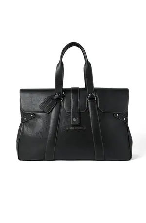 Brunello Cucinelli Grained Calfskin Country Weekender Bag - Black
