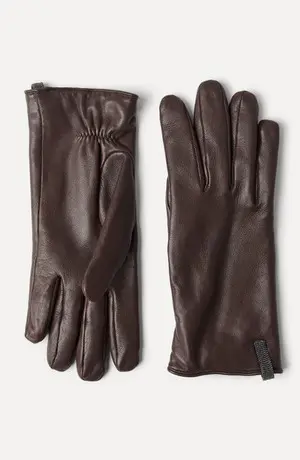 Brunello Cucinelli Nappa Leather Gloves - Rust Brown