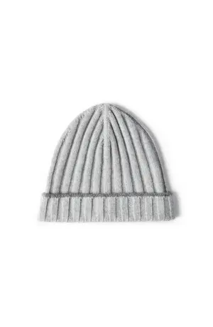 Brunello Cucinelli Cashmere Rib Knit Beanie - Dark Grey