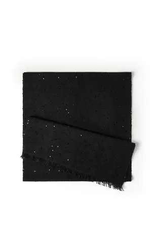 Brunello Cucinelli Cashmere And Silk Diamond Yarn Scarf - Black