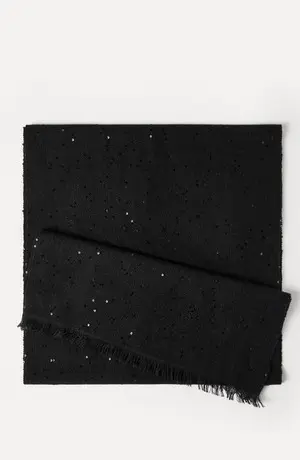 Brunello Cucinelli Cashmere And Silk Diamond Yarn Scarf - Black