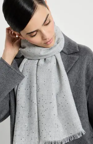 Brunello Cucinelli Cashmere And Silk Diamond Yarn Scarf - Fog