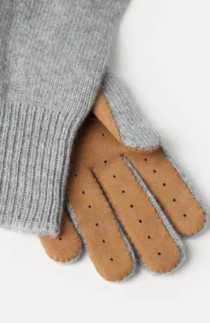 Brunello Cucinelli Cashmere And Suede Gloves - Light Grey