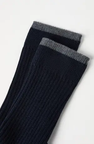 Brunello Cucinelli Cotton Calf Socks - Navy Blue
