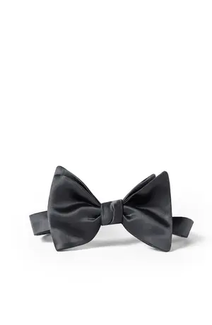 Brunello Cucinelli Cotton And Silk Satin Bow Tie - Anthracite