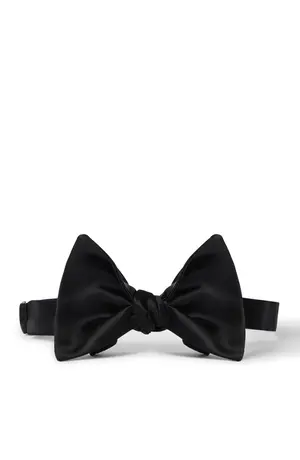 Brunello Cucinelli Cotton And Silk Satin Bow Tie Black