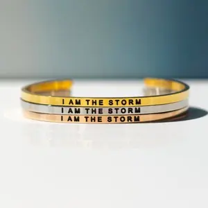MANTRA I Am The Storm Cuff Bracelet - Outside - Silver