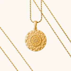MANTRA I Am Enough Mandala Pendant Necklace - Original - Gold