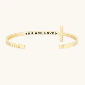 MANTRA Cross Cuff Bracelet - John 3:16 - Yellow Gold