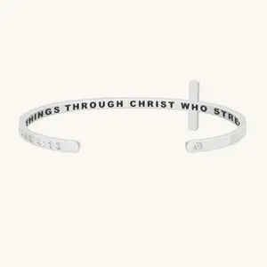 MANTRA Cross Cuff Bracelet Philippians 4:13 - Silver