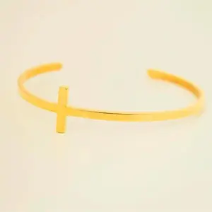 MANTRA Cross Cuff Bracelet - Psalm 139:14 - Yellow Gold