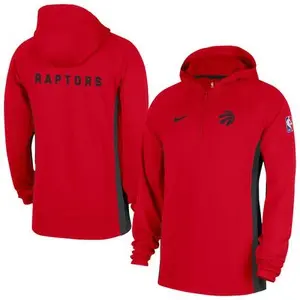 Nike Toronto Raptors Authentic On Court Zone Quarter-zip Dri-fit Hoodie Jacket - Red