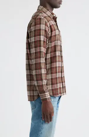 Pendleton Fremont Plaid Flannel Button-up Shirt - Brick/tan Plaid