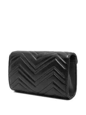 Gucci Gg Marmont Leather Wallet On Chain - Black