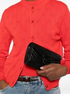 Gucci Gg Marmont Leather Wallet On Chain - Black