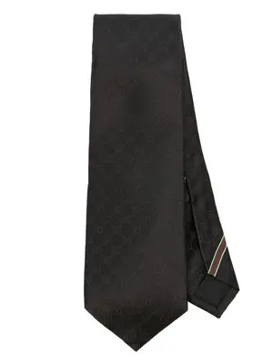 Gucci Double G Pattern Neck Tie - Black