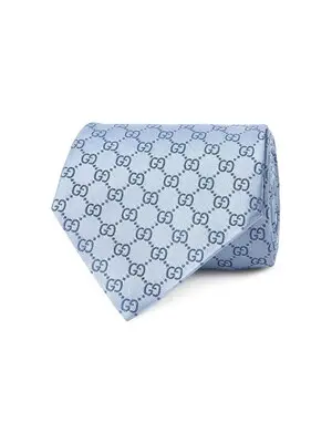 Gucci Silk Neck Tie With Gg Motif