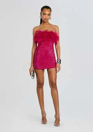 Retrofete Torin Sequin Mini Dress Fuchsia
