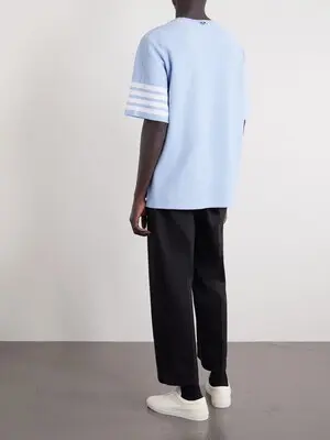 Thom Browne Striped Cotton-piqué T-shirt - Blue