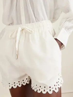 MARANT ETOILE Balyme Broderie Anglaise Cotton Shorts - White