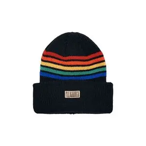 PLEASURES Island Striped Beanie - Black