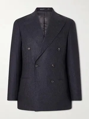 J. MUESER Waverly Double-breasted Virgin Wool Suit Jacket