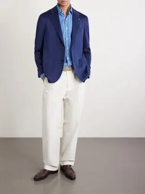 LARDINI Cotton-jersey Blazer - Blue