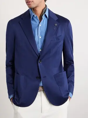 LARDINI Cotton-jersey Blazer - Blue