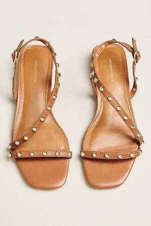 Anthropologie Strappy Studded Flats - Tan