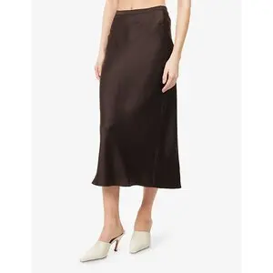 ANINE BING Silk Midi Skirt - Deep Brown