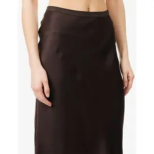 ANINE BING Silk Midi Skirt - Deep Brown