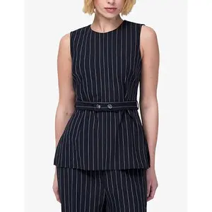 RO&ZO Pinstripe Long-line Woven Top