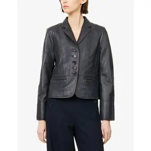 ME+EM Cropped Fitted Leather Blazer