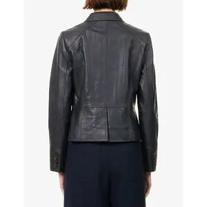 ME+EM Cropped Fitted Leather Blazer