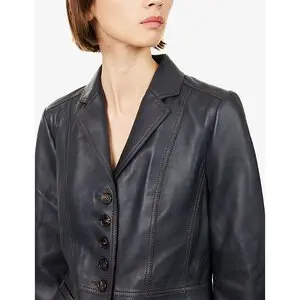 ME+EM Cropped Fitted Leather Blazer