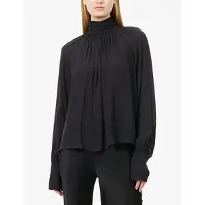 ANINE BING Anne High-neck Woven Top